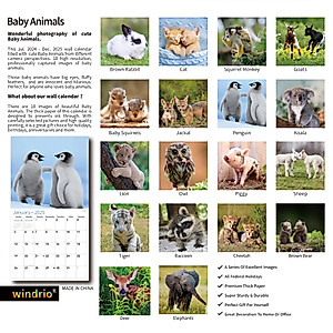 2024 Wall Calendar,Calendar 2024, July 2024 - December 2025, Wall Calendar Baby Animals, 12" x 24" Opened,Full Page Months Thick & Sturdy Paper for Gift Perfect Calendar Organizing & Planning
