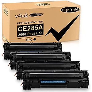 v4ink 4PK Compatible 85A Toner Cartridge Replacement for HP 85A CE285A 36A CB436A 35A CB435A Canon 125 Toner for HP Pro P1006 P1102 P1102W P1109w MFP M1212nf M1217nfw MF3010 LBP6030 LBP6030W Printer