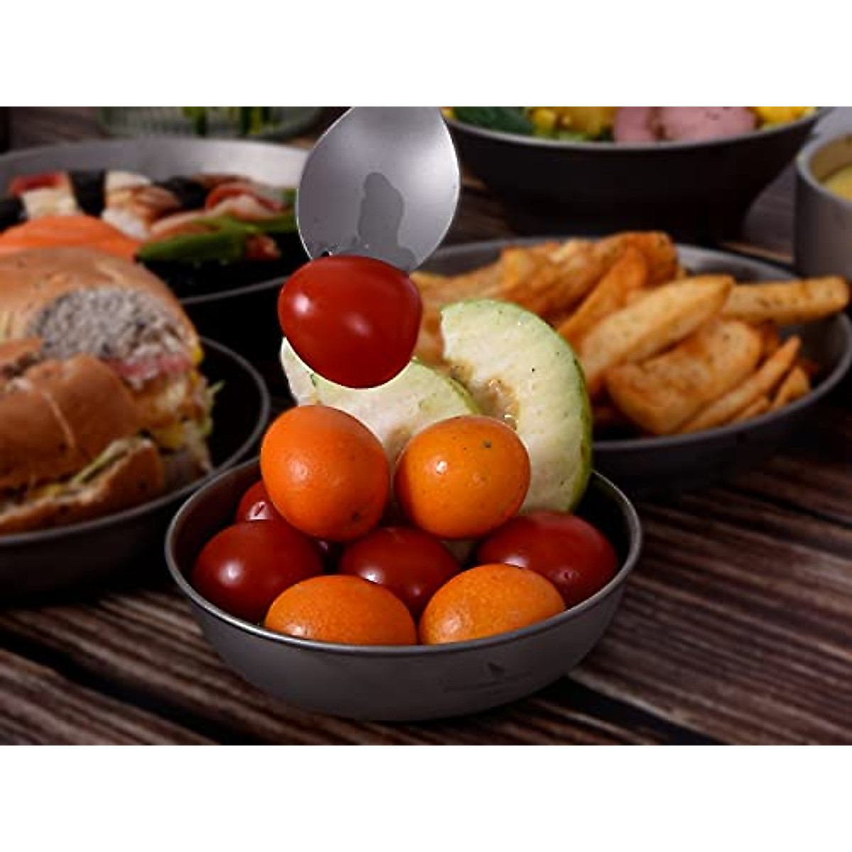 iBasingo 3 Pieces Titanium Plates Set Camping Metal Durable Cooking Pan Dishes Plates Saucer Ultra-light for Outdoor Camping Tableware Cookware Mess Kit with Carry Mesh Bag Ti1104T