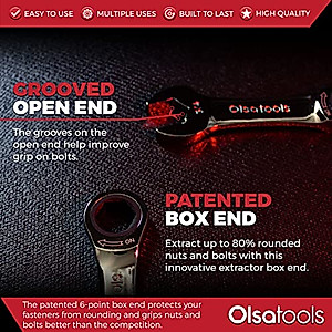 Olsa Tools Stubby Ratchet Wrench Set (SAE 11pc) | 6-Point Box End Ratchet Wrenches Set | 120 Tooth Ratcheting Wrench Sets | Works on Stripped and Rounded Bolts | Professional Grade Spanner Wrench