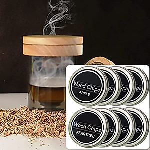 QUKLOGEN 8 Pack Smoke Infuser Wood Chips,Drink Smoker Infuser Kit Wood Chips Included Cherry,Apple,Pecan,Peartree,Oak,Beech,Hickory,Mixed Wood