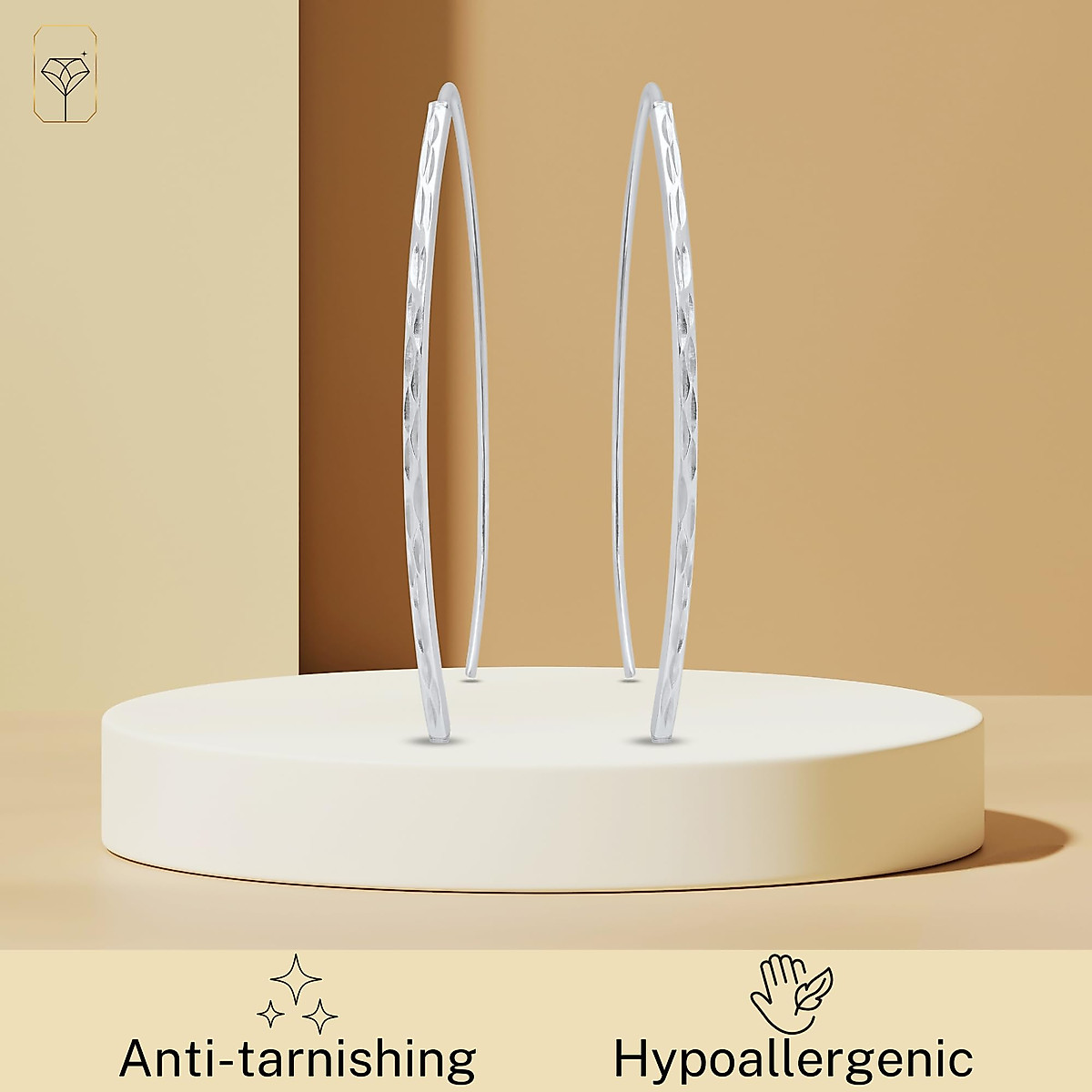 MAX + STONE Sterling Silver Diamond Cut Threader Earrings