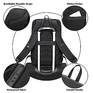 JUMO CYLY HardShell Travel Laptop Backpack, Waterproof Gaming Backpack with USB Charging Port Mens Slim Business Daypack For 15.6 Inch