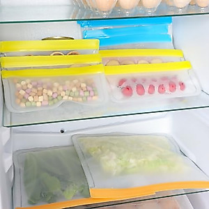 Moretoes 14 Pack Reusable Ziploc Bags, Stasher Silicone Reusable Storage Bag for Lunch Salad Fruit (4 Gallon Freezer Bags+5 Sandwich Bags+5 Leakproof Snack Bags)