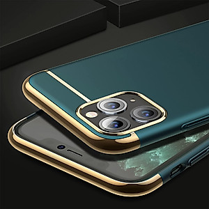 CROSYMX iPhone 11 Pro Max Case, 3 in 1 Ultra Thin and Slim Hard Case Coated Non Slip Matte Surface with Electroplate Frame for Apple iPhone 11 Pro Max (6.5'')(2019) - Dark Green