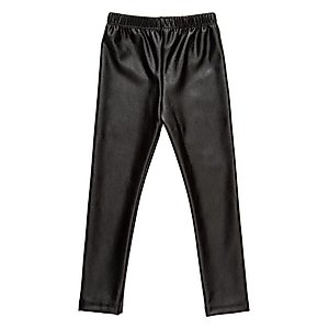 Messy Code Baby Black Pants Faux Leather Leggings for Toddlers Black XL(3-4Y)
