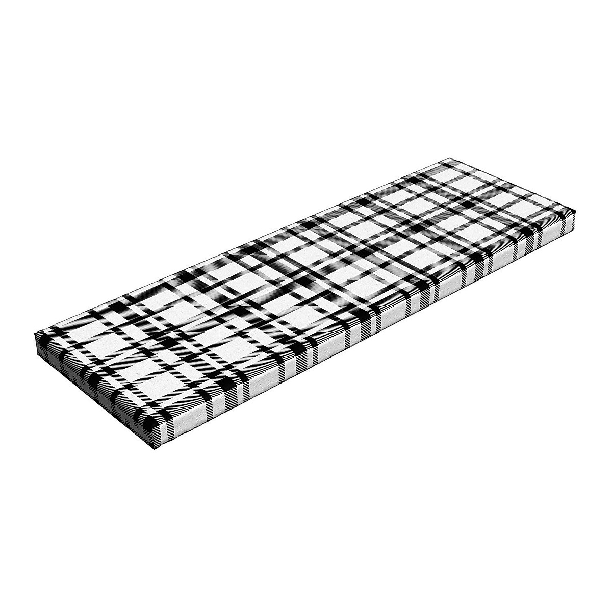 Ambesonne Plaid Bench Cushion for Kitchen & Bedroom Tartan Pattern Graphic Grid Art Design with Traditional Influences Standard Size Foam Pad and Decorative Fabric Cover 45" x 15" x 2" Charcoal White