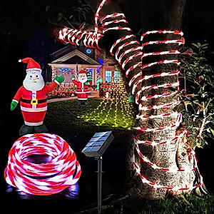 Solar outdoor Rope Lights 33ft 100LED Candy-color Waterproof Twinkle Lights for Wedding Patio Garden Christmas Halloween Party Holiday Trampoline Decoration
