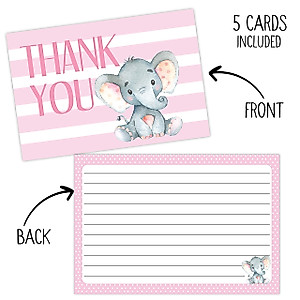 Your Main Event Prints Pink Elephant Baby Shower Thank You Cards, 50 Pieces