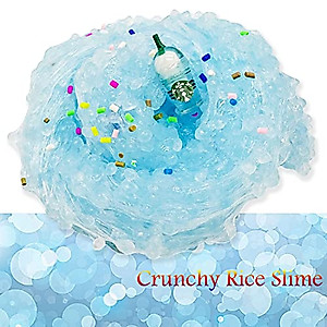 SBRBANNC 2pcs Rice Cruchy Slime,Glimmer Slime with Glue,Super Soft & Non-Sticky,Educational Stress Relief Toy,Birthday Gifts for Girl and Boys.