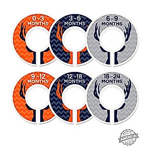 Modish Labels Baby Clothes Size Dividers, Baby Closet Organizers, Size Dividers, Baby Closet Organizers, Closet Dividers, Clothes Organizer, Nursery, Boy, Woodland, Deer, Navy, Orange, Gray (Baby)