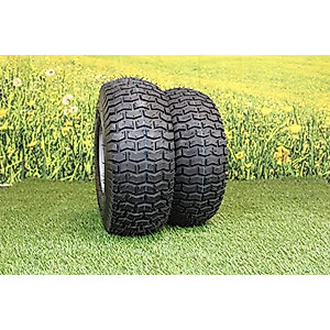 (Set of 2) 15x6.00-6 Husqvarna/Poulan Tire Wheel Assy .75" Bearing (Because we supply a precision ball bearing the shaft must be clean and straight for them to fit properly)