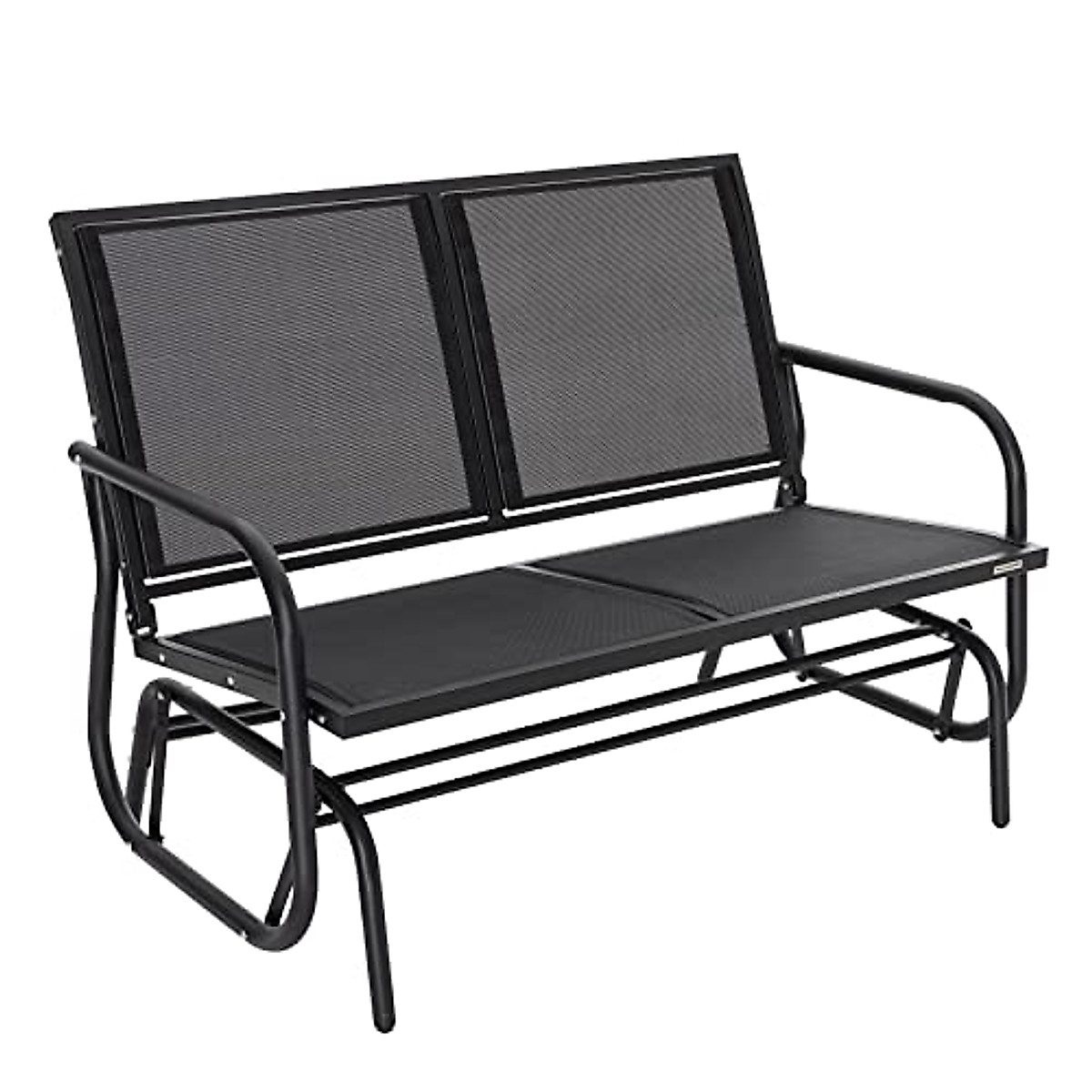 Nuu Garden 2 Seats Outdoor Glider Bench Patio Glider Swing Chair with Powder Coated Steel Frame and Breathable Seat Fabric Outdoor Loveseat, Black