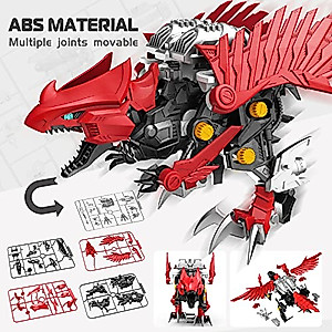 FORALES Cyberpunk Style Simulation Mechanical Dinosaur Toy Dinosaur Building Block Toy Electric Mechanical Walking Dinosaur for Children's Gift (Pterosaur Cryptovolans)