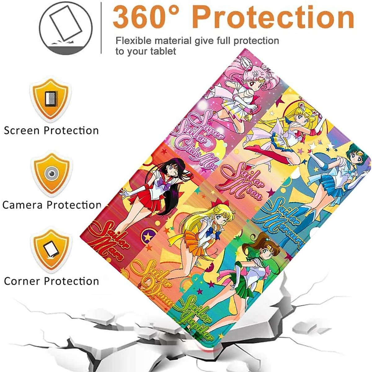 Cute Tablet Case for Samsung Galaxy Tab S7 FE/S8 Plus 2022/S7 Plus Case 12.4 Inch, Anime Cartoon Pattern Design Cases for Women, PU Leather Folio Back Cover Funda for SM-X800 X806 T970 T975, Comics 2