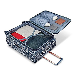 American Tourister Belle Voyage Softside Luggage with Spinner Wheels, Floral Indigo Sand, Checked-Medium 25-Inch