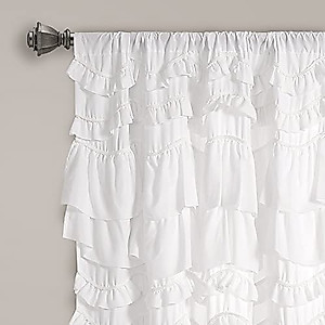 Lush Decor Kemmy Window Curtain Panel (Single), 63" Long x 52" Wide, White