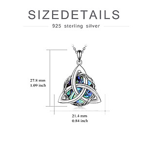 WINNICACA Celtic Knot Necklace Sterling Silver Celtic Pendant Jewelry Good Luck Vintage Triquetra Irish Abalone shell Celtic Necklace for Women Birthday Gifts