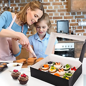 VGOODALL 6PCS Cupcake Containers with Window, Black Cupcake Holder with Insert Pastry Box 12 Count Holding 72 Cupcakes for Birthday Holiday Party Bakery Supplies