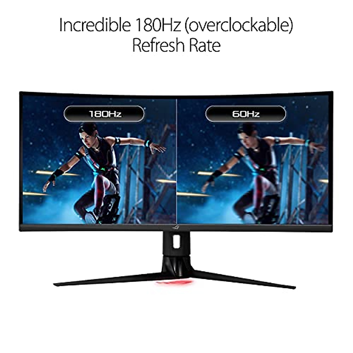 ASUS ROG Strix 34” Gaming Monitor (XG349C) - UWQHD (3440 x 1440), 180Hz, 1ms, Extreme Low Motion Blur Sync, 135% sRGB, G-Sync Compatible, DisplayHDR 400, Eye Care, USB-C, DisplayPort, HDMI, Black
