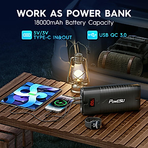 POWESU Jump Starters 2000A 18000mah (Up to 8.0L Gas or 7.5L Diesel Engine) 12V Auto Car Portable Battery Booster Jumper Cable Power Box Pack