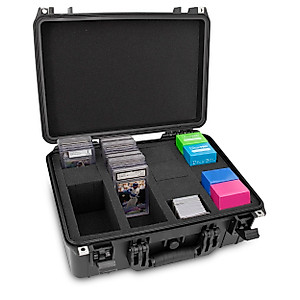 CASEMATIX Graded Card Case Compatible with 120+ BGS PSA FGS Graded Sports Trading Cards, Waterproof Graded Slab Trading Card Box with Precut Card Carrying Case Impact Absorbing Foam Slots