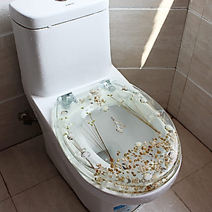 U/V Style Bidet Toilet Seat,Unplugged Intelligent Toilet Lid Spray Fresh Mechanical Nozzle Resin Transparent Design Shell Toilet Seats (CQ-5835)