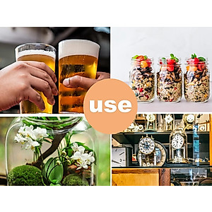 Phunihel 6 Pcs Drinking Glasses with Bamboo Lids and Glass Straw - 16 Oz Can Shaped Glass Cups for Beer, Ice Coffee, Cute Tumbler Cup Great for Soda Boba Tea Cocktail Include 3 Cleaning Brushes