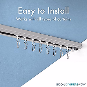 Room/Dividers/Now Ceiling Curtain Track Set - Comes with Track, Roller Hooks, Installation Hardware, Saw, and End Cap and Curtain Rail Ceiling Gliders Set - Plastic Body and Wheels with Steel Hook