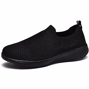 LANCROP Women's Walking Nurse Shoes - Mesh Slip on Comfortable Sneakers 5 US, Label 35 All Black