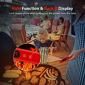 LIANGDU Digital Food Thermometer, Instant Read Meat Thermometer Kitchen Cooking Grilling BBQ Candy with Backlight and Magnet