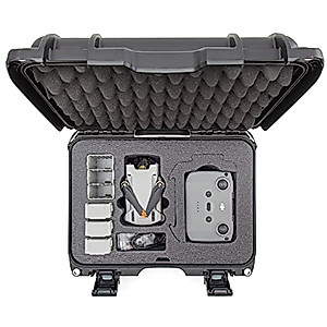Nanuk 915 Waterproof Hard Case with Custom Insert for DJI Mini 3, Fly More Package and RC-N1 or RC Remote - Black (915S-080BK-0A0-C0602)