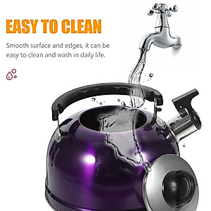 Luxshiny Stainless Steel Spherical Kettle Kettle Large Capacity Flat Bottom Kettle Chime Kettle Electric Water Heater Pink Tea Kettle Camping Kettle Whistling Pot Purple Coffee Boiler