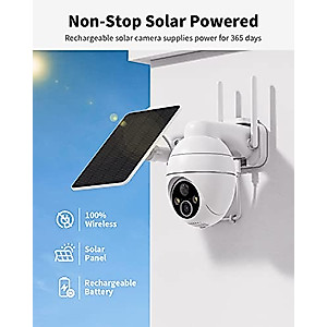 TKENPRO 2K Security Cameras Wireless Outdoor With Ultra HD Spotlight Color Night Vision, Solar Security Camera Outdoor With PIR Detection, Pan Tilt, 4X Digital Zoom, 2.4GHZ Wi-Fi, IP65 Waterproof