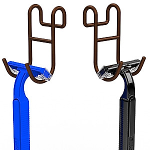 Jovware Bronze Shower Caddy Hooks, Shower Caddy Hooks Bronze, Razor Hanger for Shower, Bronze Shower Shelf Hooks, Shower Hooks for Loofah, Bronze Razor Holder 2 Pack Open