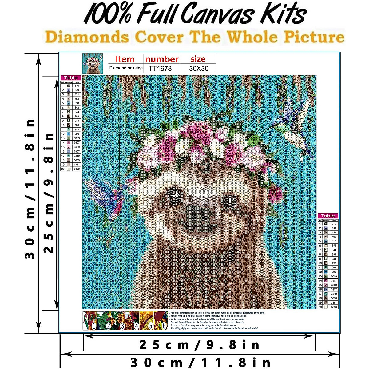 JFYHAB Sloth Diamond Painting Kits for Adults, Full Drill Sloth Diamond Art for Beginners, Round 5D Dragon Paint with Diamonds Pictures Gem Art Painting Kits DIY Adult Crafts Kits 12x12inch