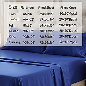 NexHome Full Size Sheet Set, Breathable & Cooling Sheets, Hotel Luxury Bed Sheet, Extra Soft, Deep Pockets 16", Easy Fit, Wrinkle Free, Comfy, Navy Blue Bed Sheets 4 Piece Set