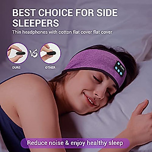 Bluetooth Headband,Headband Headphones Wireless Sleep Headphones with White Noise Mode and Ultra-Thin Speakers for Unisex Sleeping Running Workout Jogging Yoga Insomnia Air Travel (Purple)