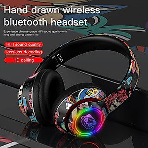 Over-Ear Bluetooth Headphones, Colorful Atmosphere Lamp, Foldable Wireless Sports Headset, Hi-Res Audio, Noise Cancelling, Can Be Inserted Into The Card Mobile Computer Universal