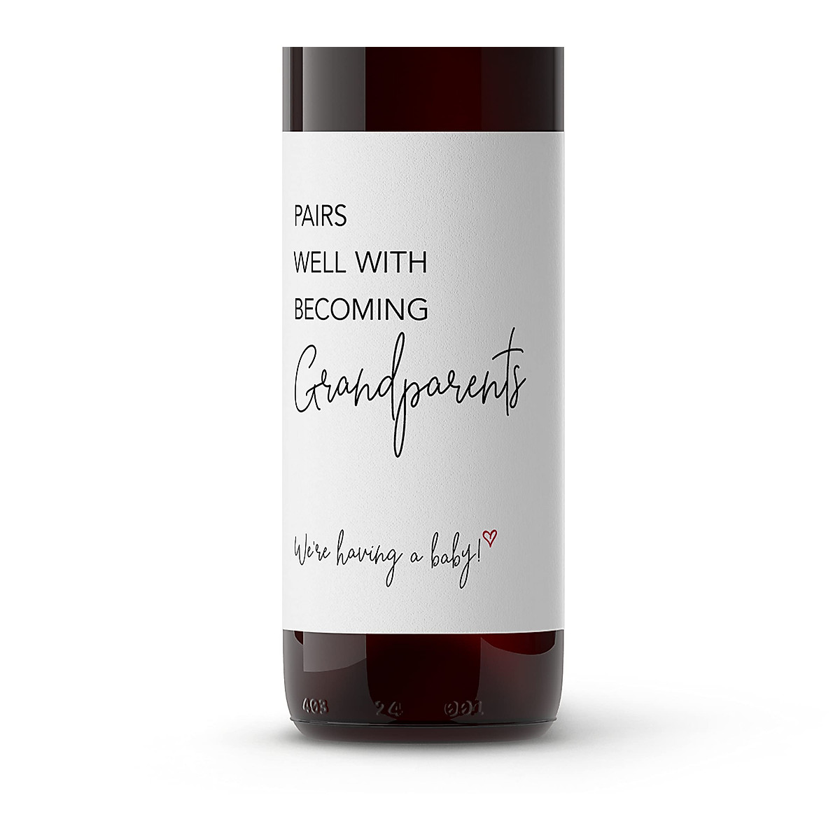 Pairs Well With Becoming Grandparents Wine Labels ● SET of 4 ● GENDER NEUTRAL Pregnancy Announcement Wine Labels, Baby Announcement Label, Pregnancy Reveal, Alternative to Card WATERPROOF A200-4P
