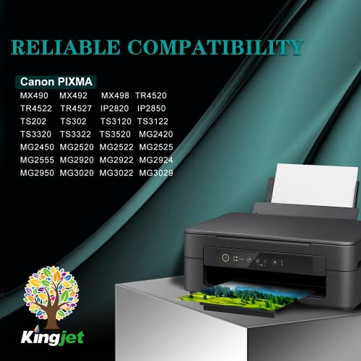 Kingjet Remanufactured Ink Cartridge Replacement for Canon CL-246 246 for Pixma MX490 MX492 IP2820 MG2520 MG2525 MG2922 MG3020 TS3122 TS302 TR4520 Printer (1 Print Head + 3 Cartridges, Color)