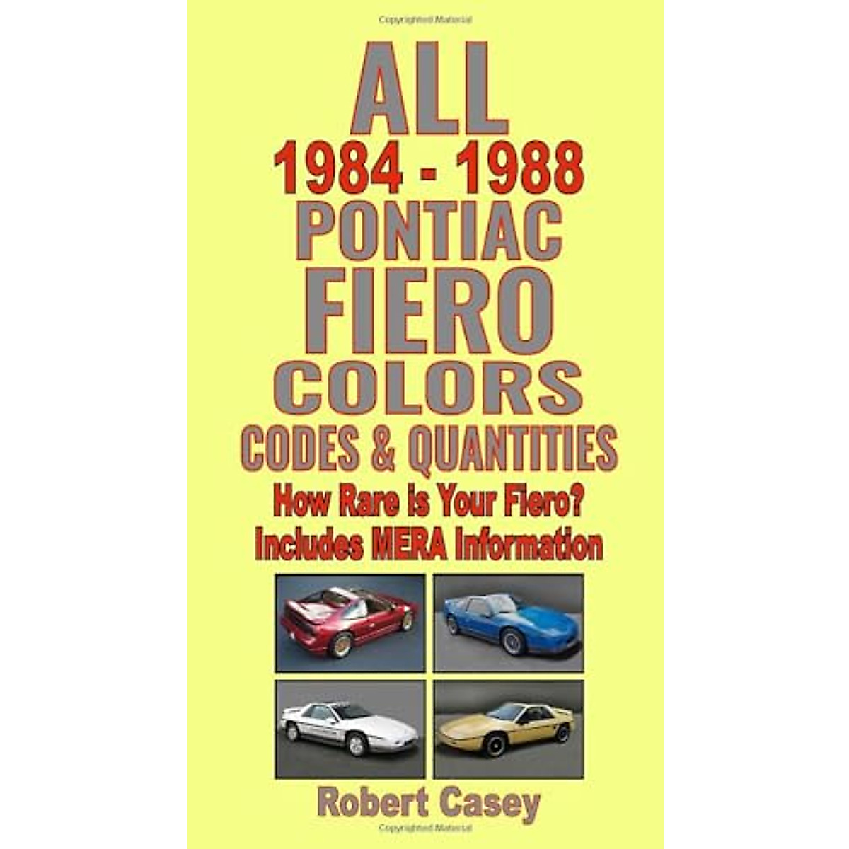 All 1984 - 1988 Pontiac Fiero Colors, Codes & Quantities: How Rare is Your Fiero?