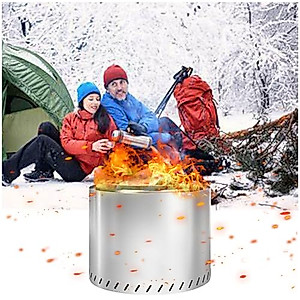 Stainless Smokeless Fire Pit 19.4 Inches Outdoor, Portable Firepit Durable Stainless Steel for Wood Burning, Smokeless Fire Pits with Removable Ash Pan