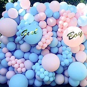 Pink and Blue Balloons, 12 Inch Metallic Blue Pink Balloons Pastel Blue Pink Confetti Balloon for Baby Shower Party Balloons Gender Reveal Birthday Wedding Bridal Party Graduation Decoration