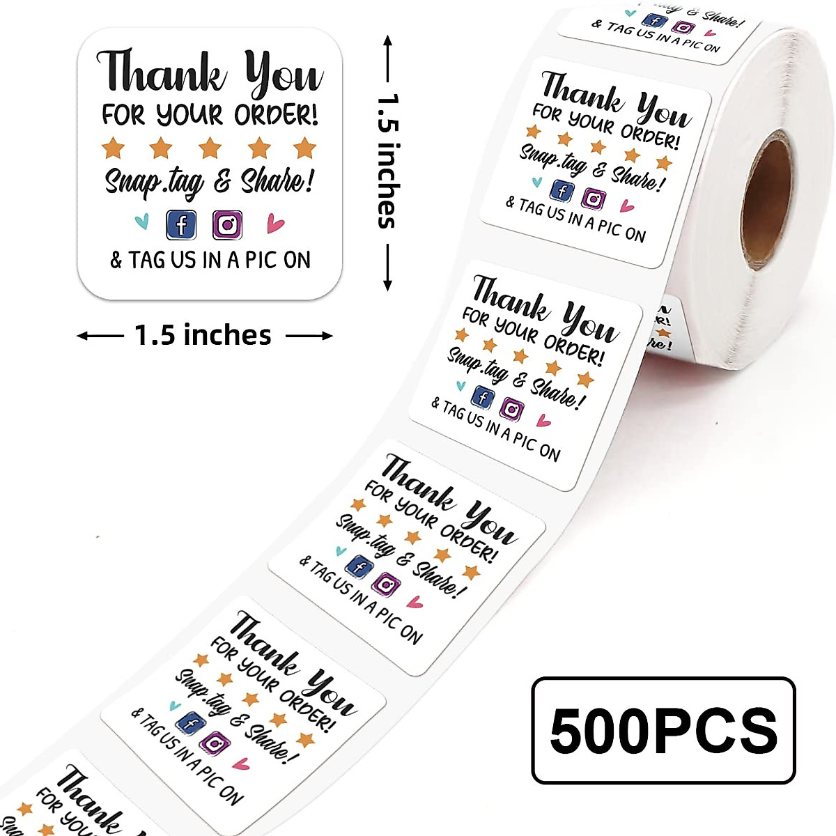 Thank You for Your Order Cute Small Shop Stickers, Online Retailers Small Business Small Shop Thank You Stickers Gift Bags Packages Envelopes Labels, 500 Labels Per Roll