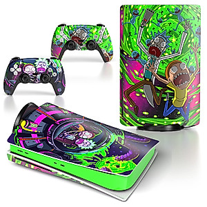 TESSGO PS 5 Skin Disc Edition Anime Console and Controller Vinyl Sticker, Durable, Scratch Resistant, No Bubble, Precisely Line Up, Compatible with Play S tation 5
