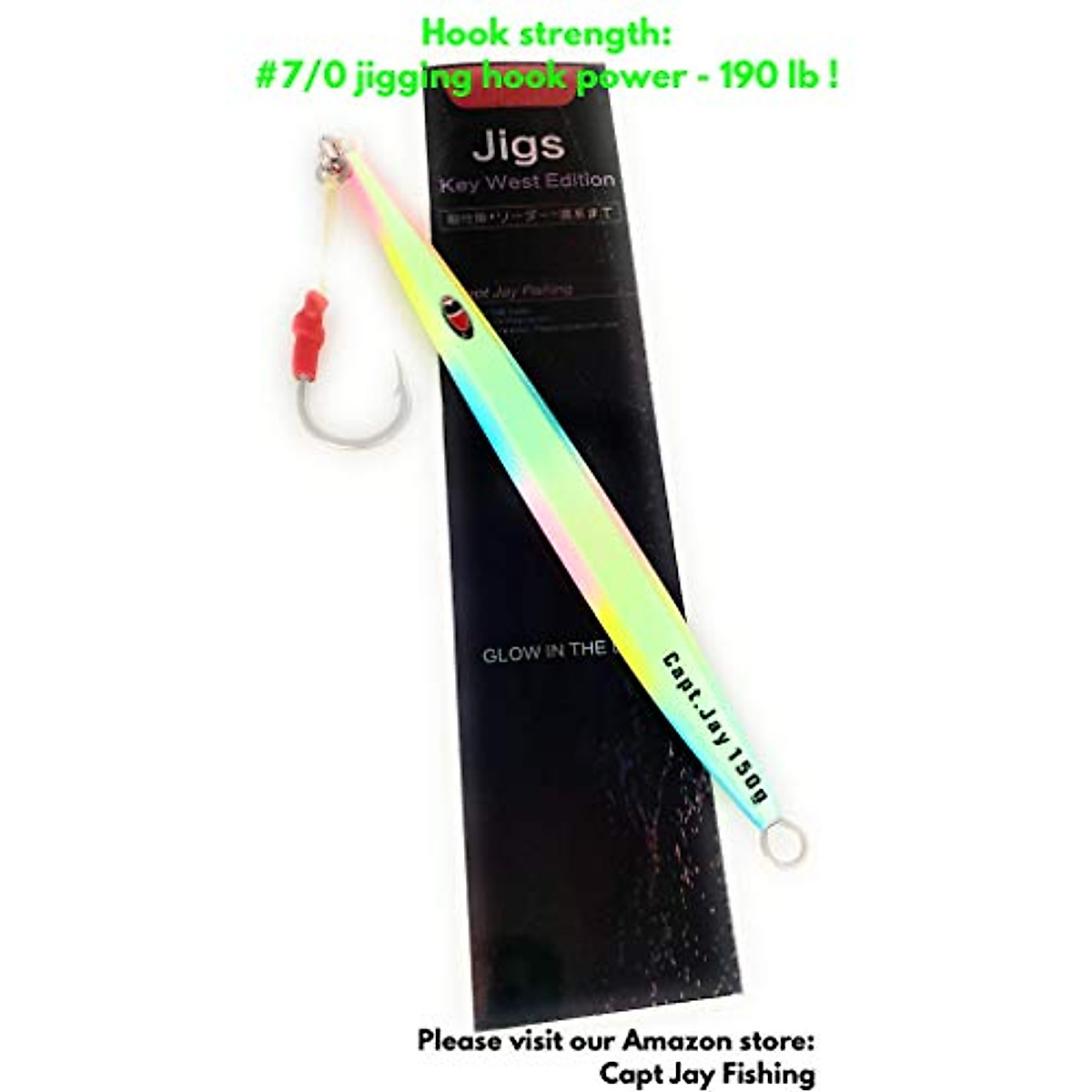 Capt Jay Fishing Saltwater jigs Speed Jigging Slow Jigging Pitching Lures,Vertical Jigging Artificial Lures Jigging Lure Fishing jigs (150g Rainbow, 150g)