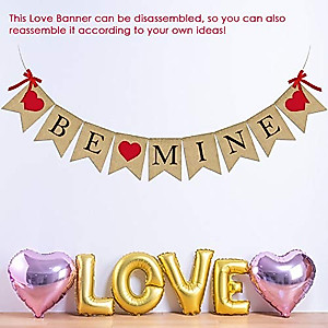 Be Mine Burlap Banner Happy Anniversary Decorations Wedding Anniversary Banner with Heart Sign Proposal Burlap Banner Wedding Party Anniversary Day Indoor/Outdoor Weeding Decorations Supplies