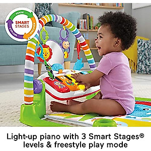 Fisher-Price Baby Gym & Activity Mat, Deluxe Kick & Play Piano Gym with Musical Toys, Lights & Smart Stages Learning