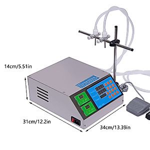 Liquid Filling Machine with LED Liquid 2-Channel Filling Machine 1-135Fl Oz Stainless Steel Digital Liquid Filler Cosmetic Oil Filling Machine Juice Diaphragm Pump for Milk Water Juice Essential Wine